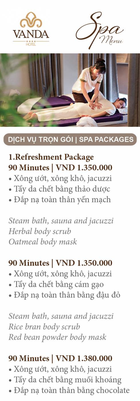 Menu Spa Danang City Center Hotel - Vanda Hotel 5 mins from Danang ...